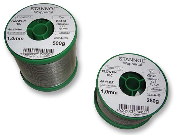574607 - Stannol - SOLDER WIRE, KS100, 1.0MM