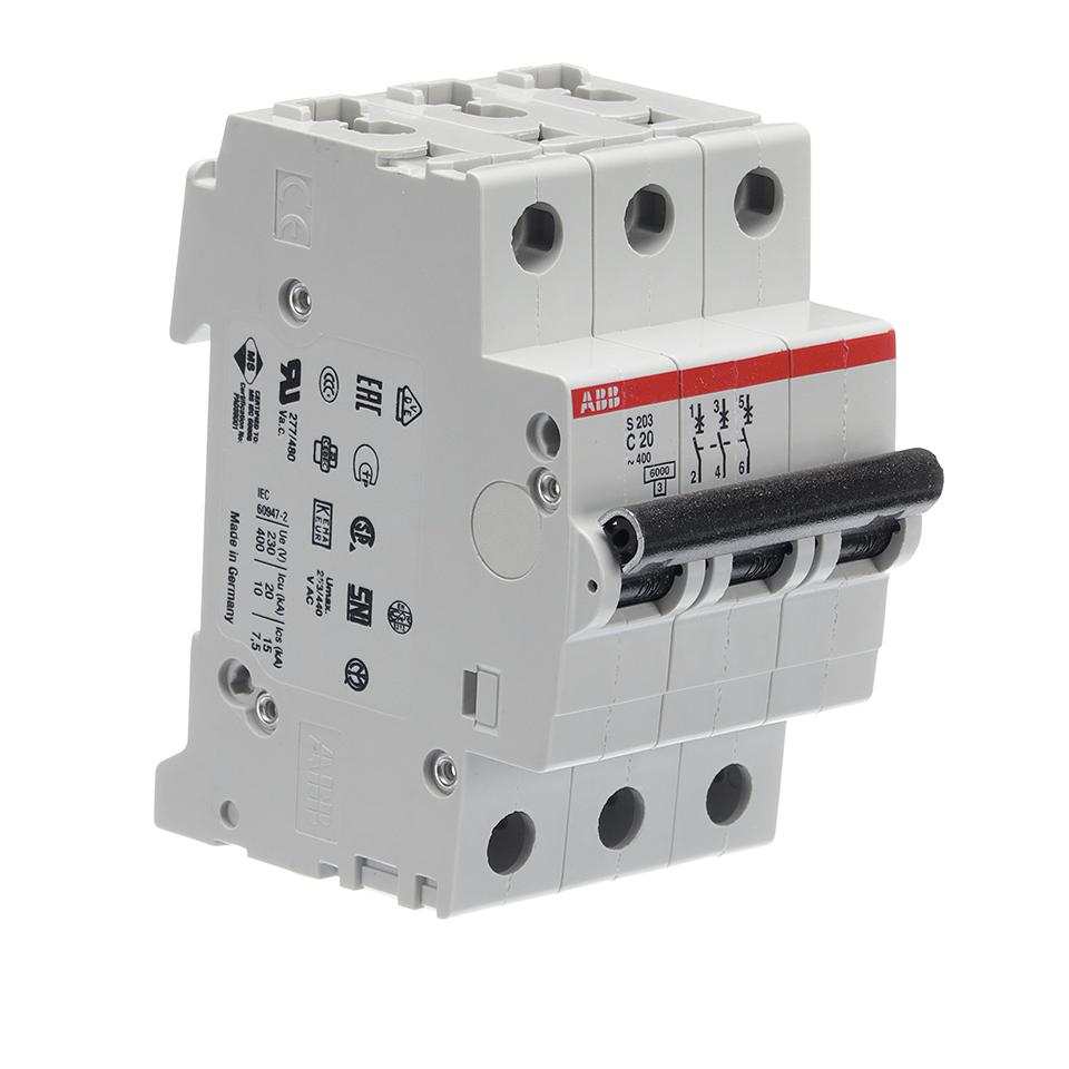 S203-C20 - Abb - CIRCUIT BREAKER, THERMAL MAG, 3 POLE