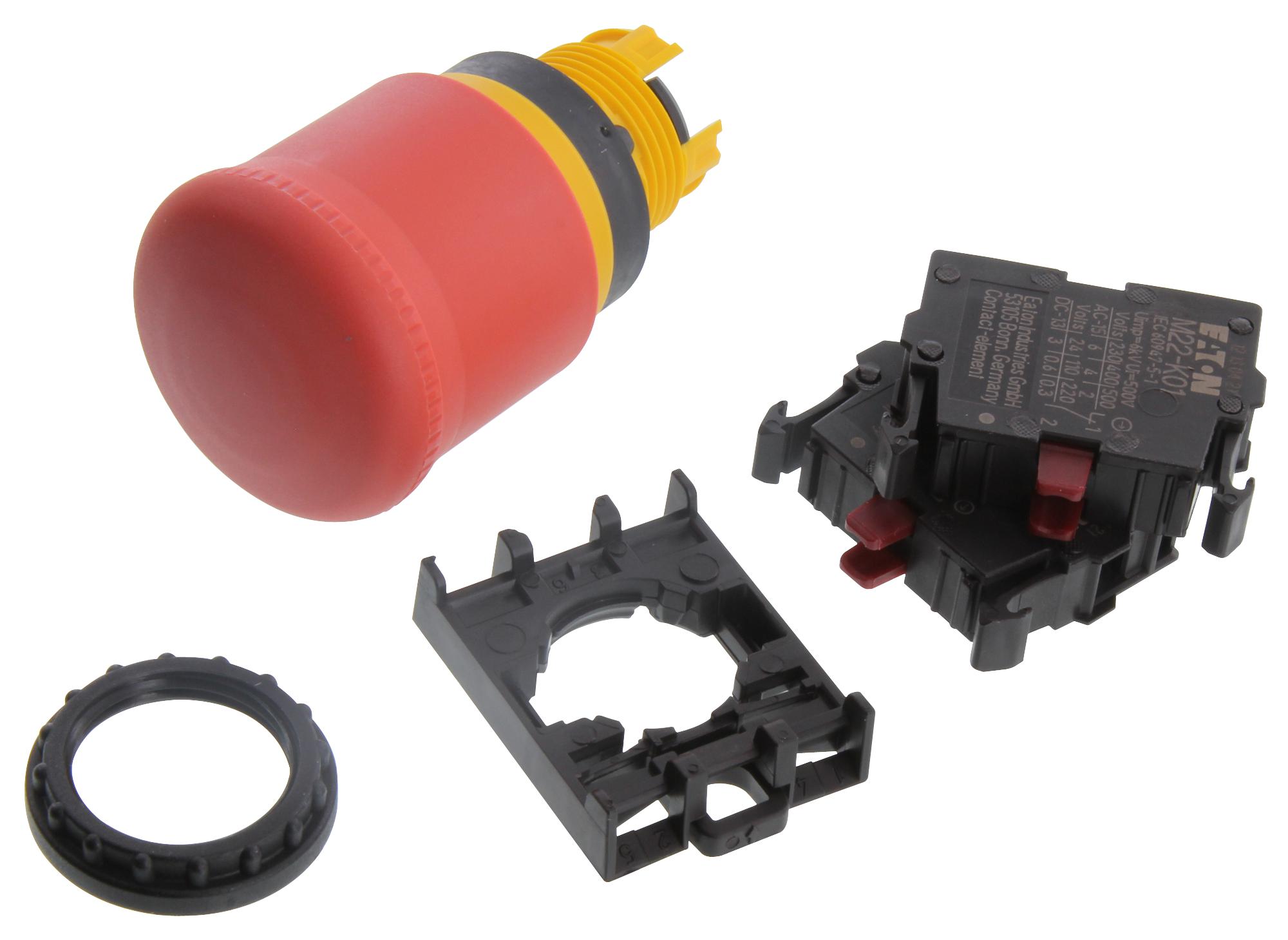 M22-PV/K02 - Eaton Moeller - Interruptor para Paro de Emergencia, DPST-NC, Push - Pull