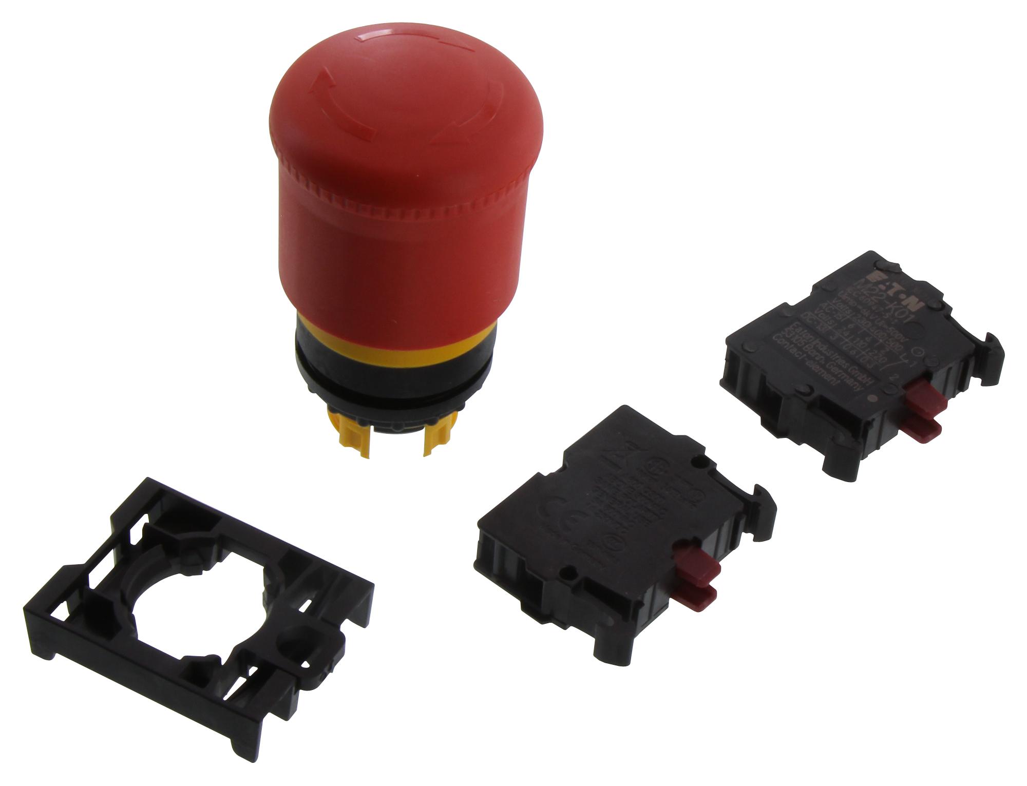 M22-PVT/K02 - Eaton Moeller - Interruptor para Paro de Emergencia, DPST-NC, Liberación con Giro