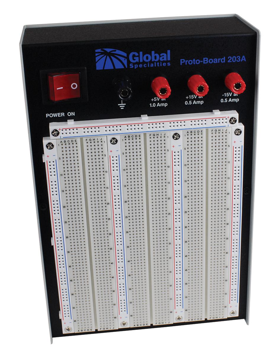 PB-203A - Global Specialties - Protoboard, No se Solda, Autoenergizada