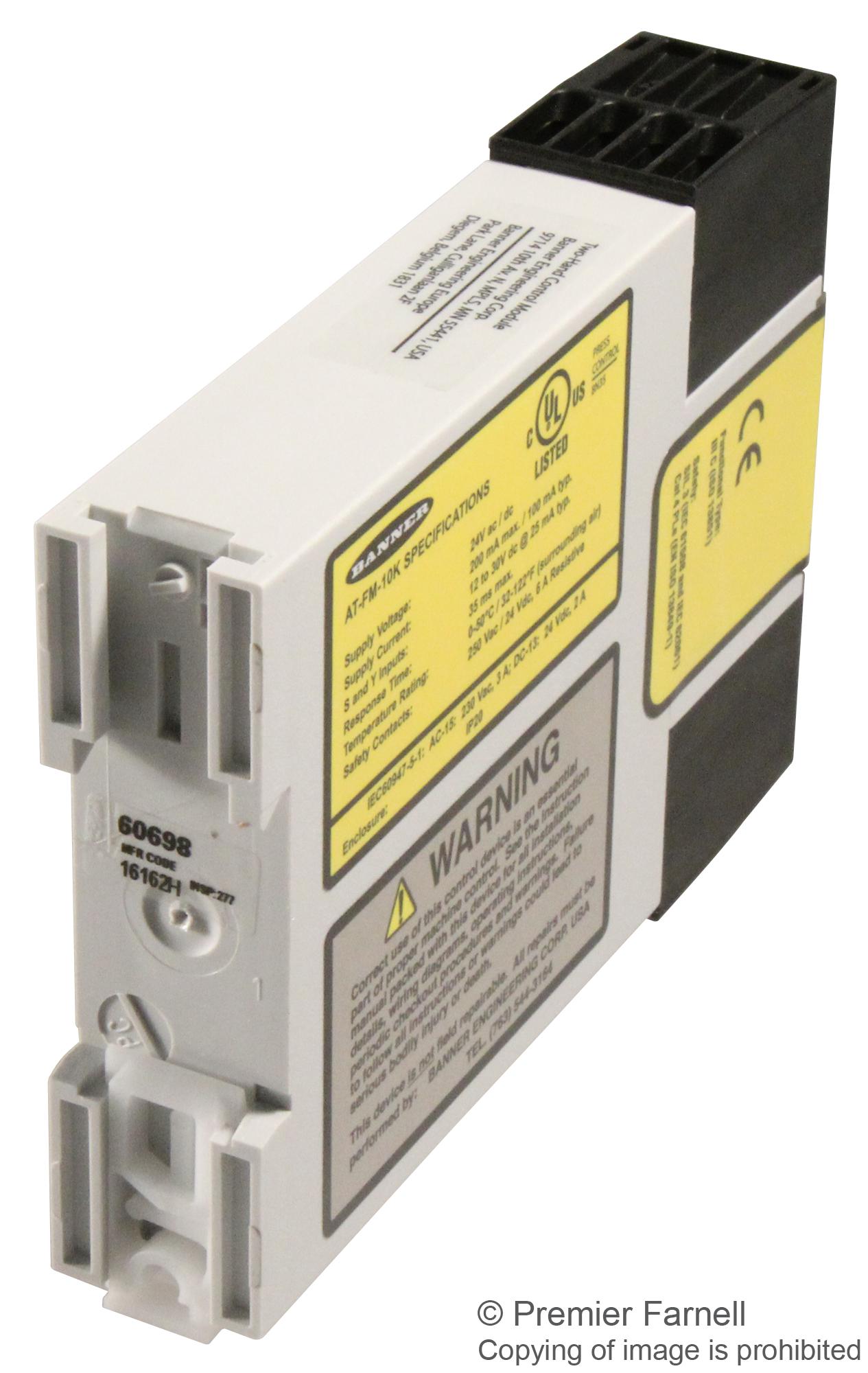 AT-FM-10K - Banner Engineering - Relevador de Seguridad, 24 V, DPST-NO