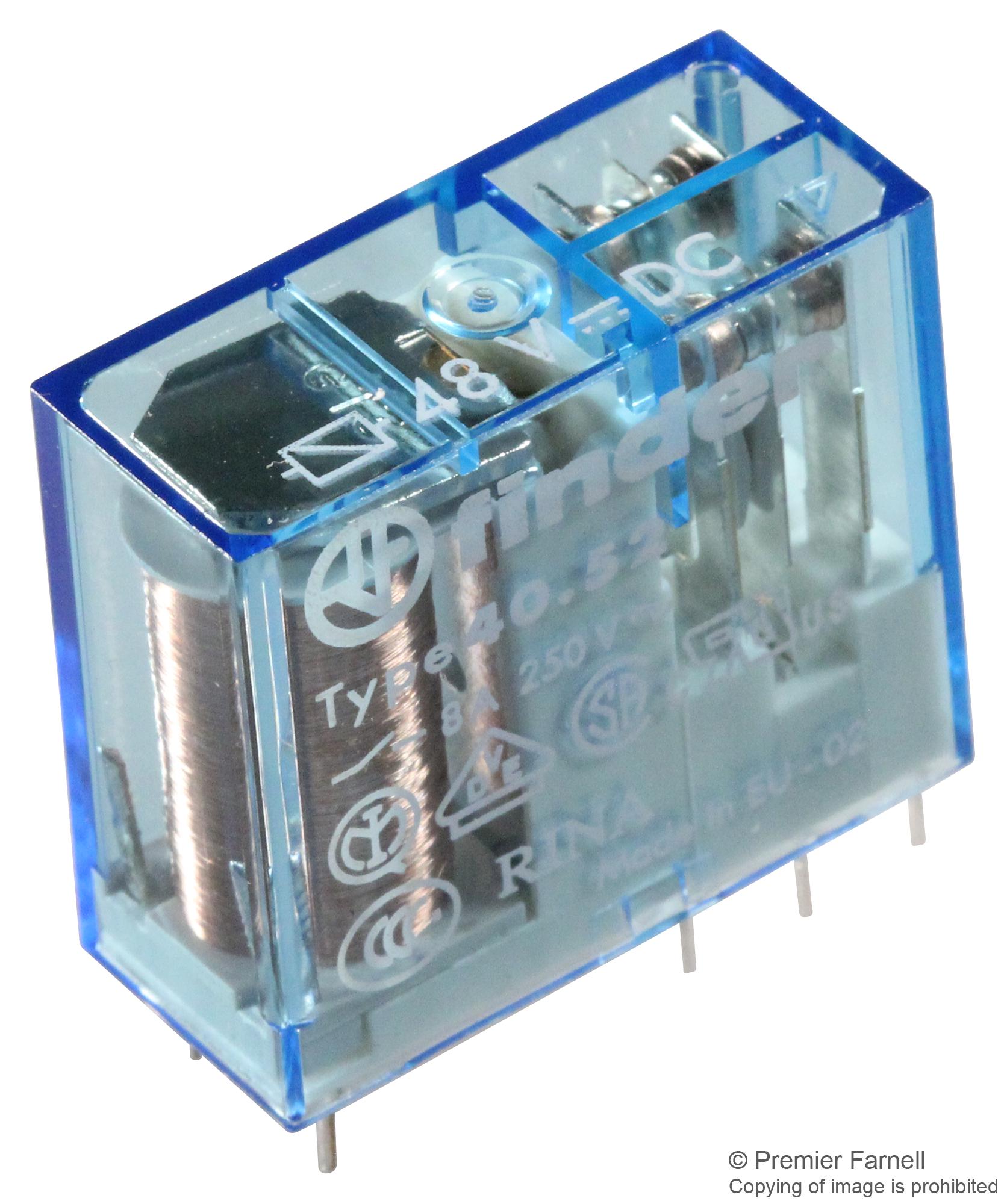 40.52.9.048.0000 - Finder - Relevador de Potencia, DPDT, 48 VDC 40.52.9.048.0000 - Finder - Relevador de Potencia, DPDT, 48 VDC