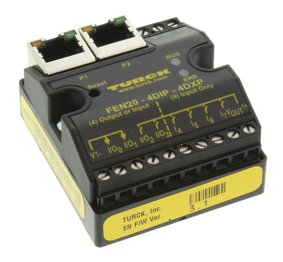 FEN20-4DIP-4DXP-DIN - Turck - Módulo de E/S, Multiprotocolo, 4 Entradas Digitales