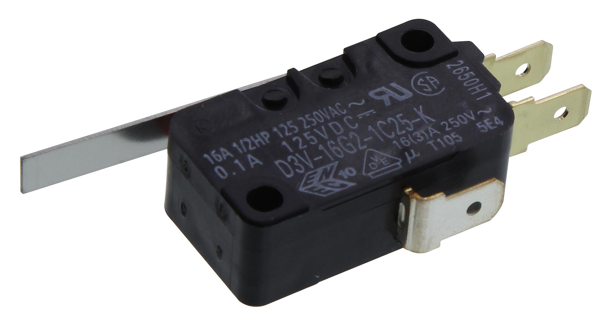 D3V-16G2-1C25-K - Omron Electronic Components - Interruptor Microswitch, Miniature, Palanca con ...