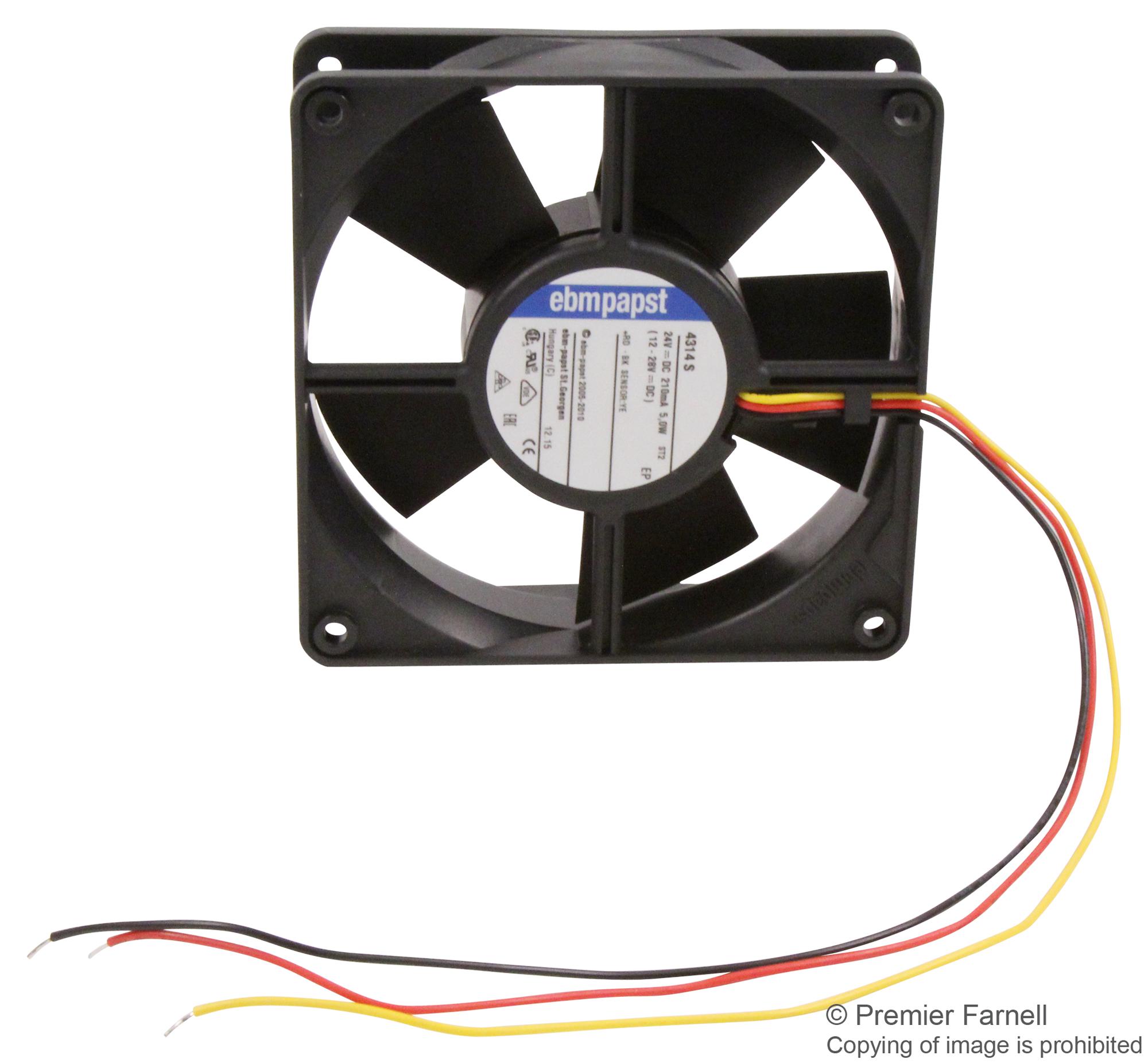 4314S - Ebm-papst - Ventilador axial de CD, 24 V, Cuadrado
