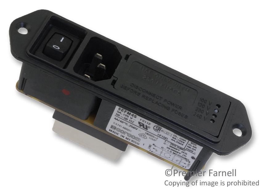 5EFM4S - Corcom - Te Connectivity - Módulo de entrada energía IEC ...