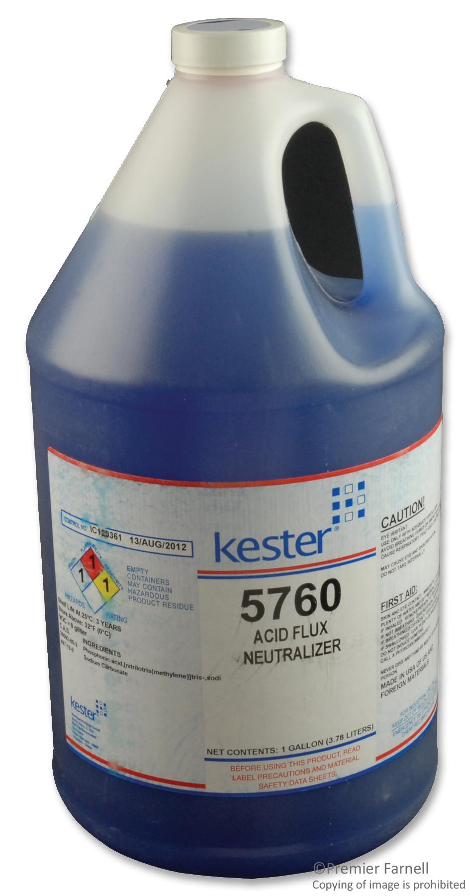 63-0000-5760 - Kester Solder - Removedor de Flux, Botella, 1 Galón (EE.UU.)