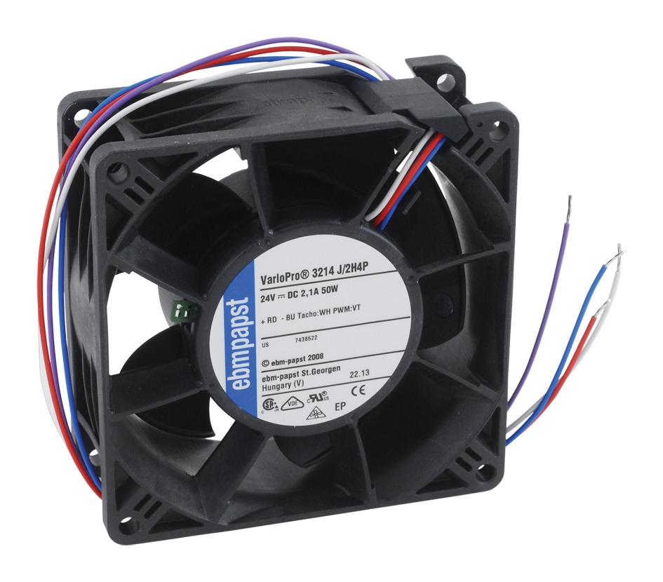 3214J/2H4P - Ebm-papst - Ventilador axial de CD, 24 V, Cuadrado