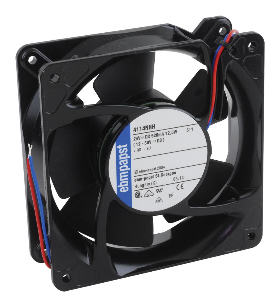 4114NHH - Ebm-papst - Ventilador axial de CD, 24 V, Cuadrado