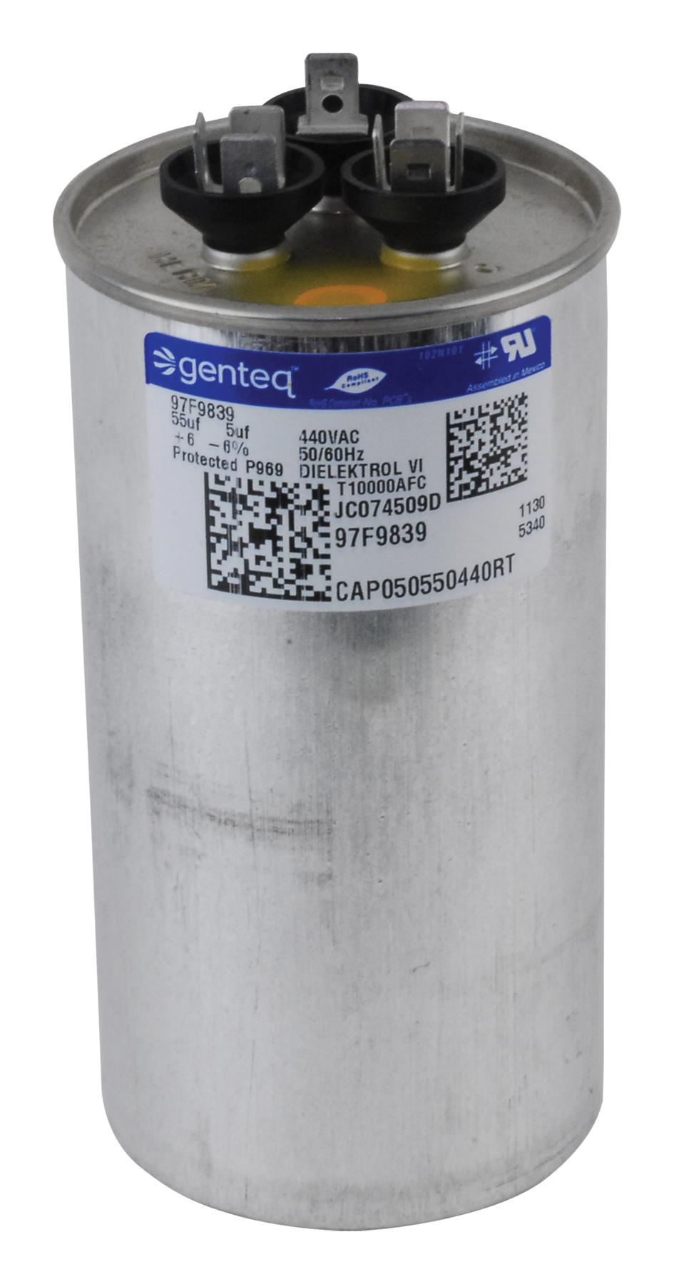 97F9839 - Genteq - Capacitor de Marcha para Motor, Metallized PP, Cilindro