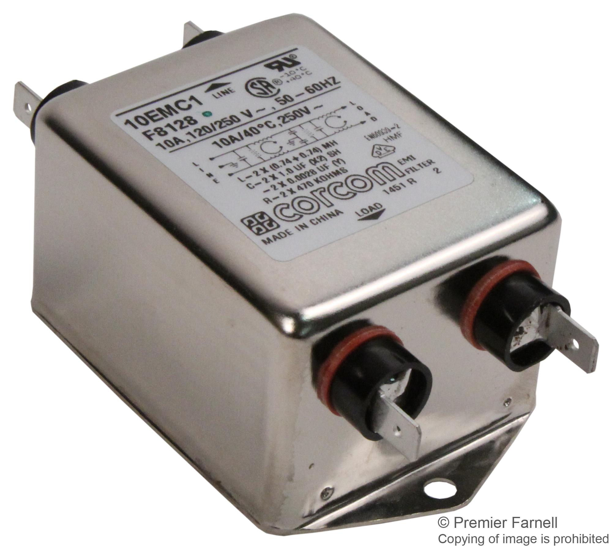 10EMC1 - Corcom - Te Connectivity - Filtro de Línea de Alimentación ...