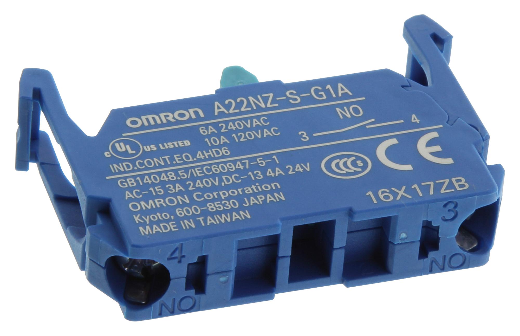 A22NZ-S-G1A - Omron Industrial Automation - Contact Block, 10 A, 120 V