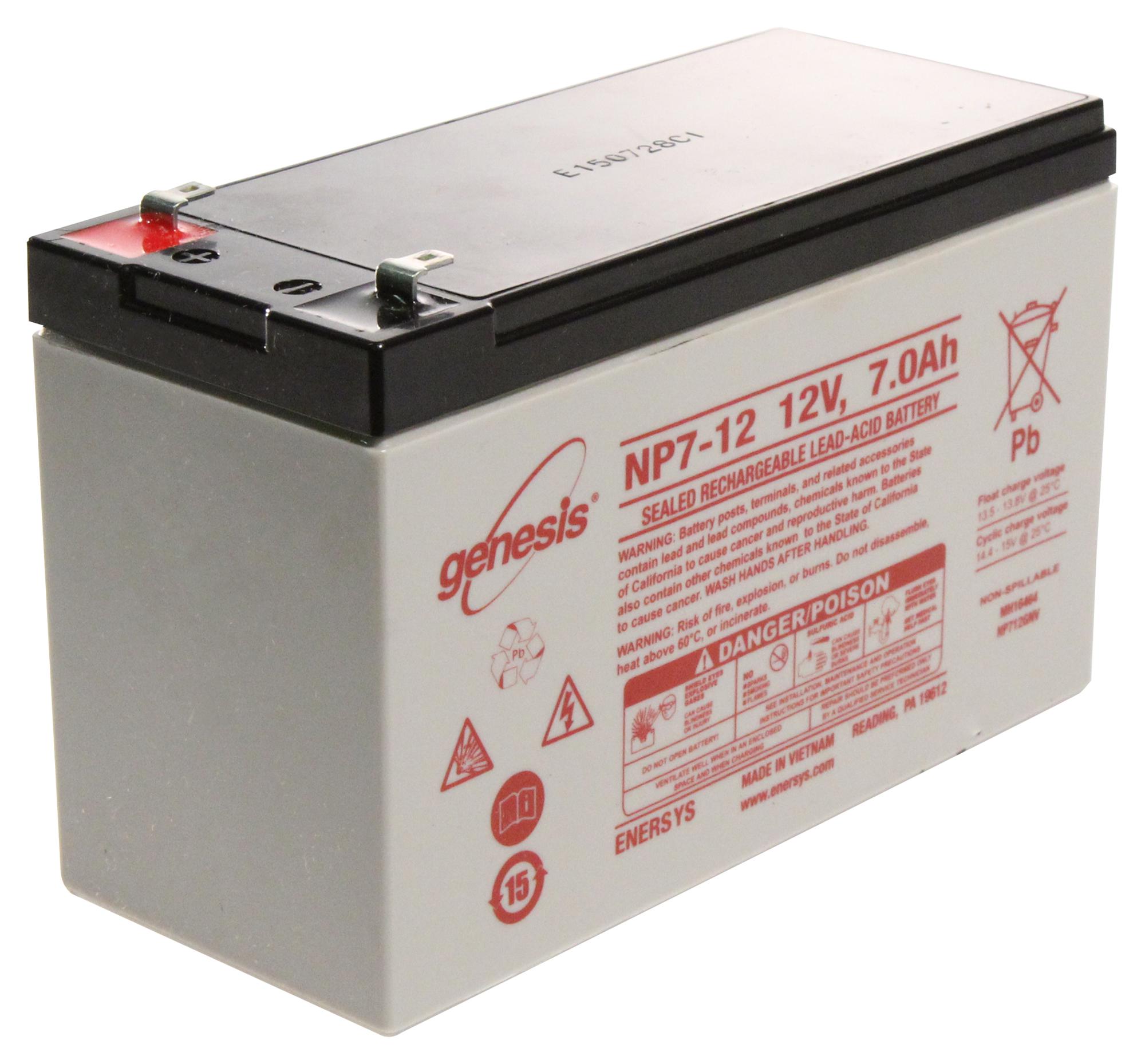 NP7-12 - Enersys - Batería Recargable, 12 V, Plomo y Ácido