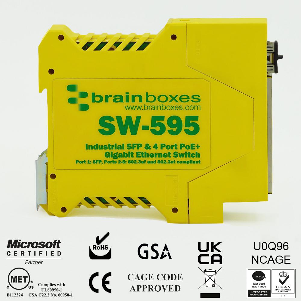 SW-595 - Brainboxes - Interruptor, 5 Puertos, Industrial