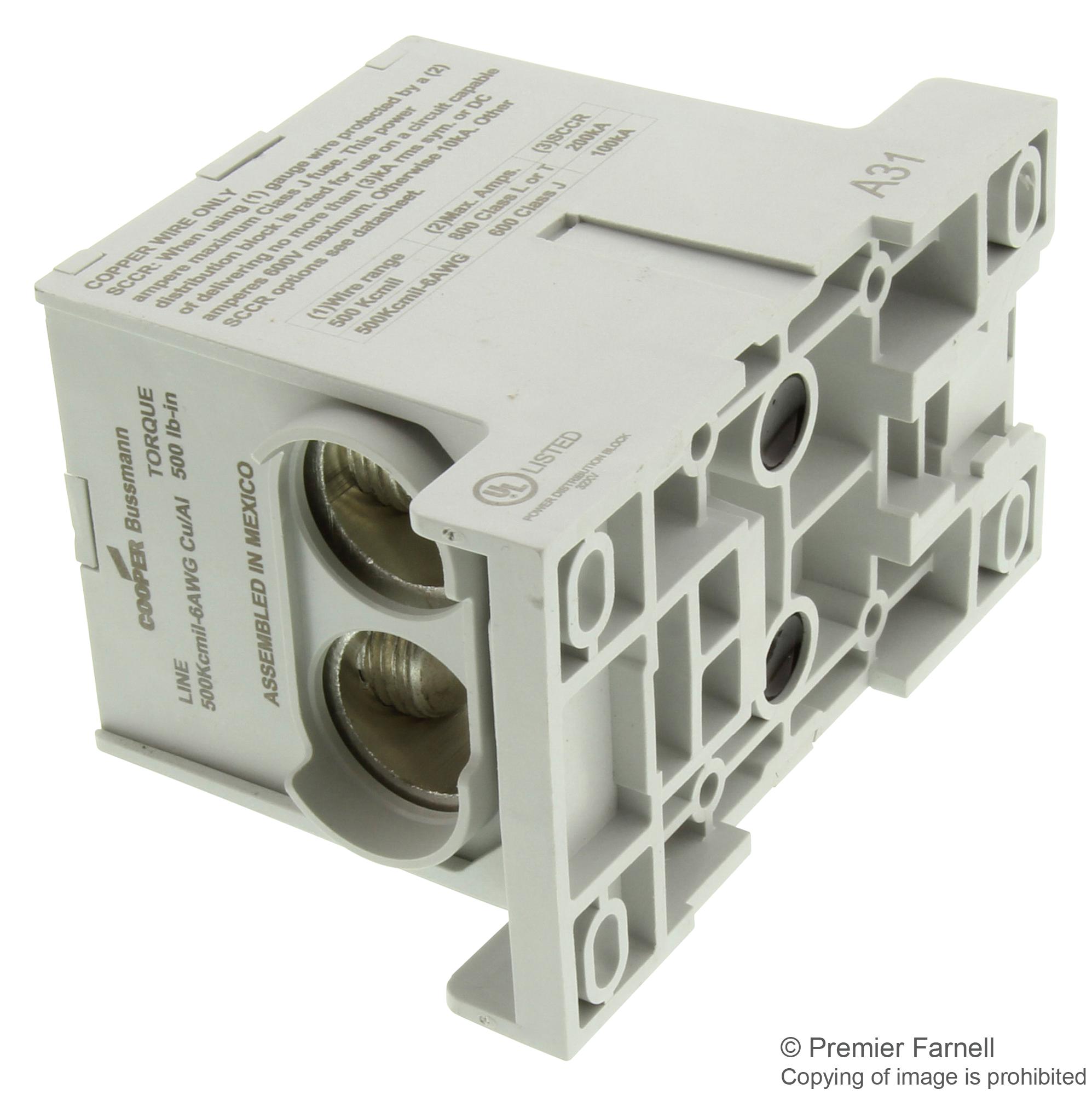PDBFS504 - Eaton Bussmann - Bloque de Terminales de Montaje en Panel ...